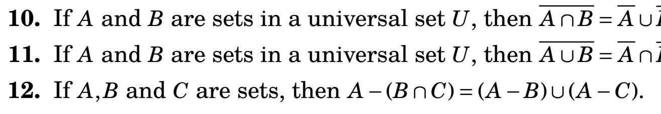Solved 10. If A and B are sets in a universal set U, then | Chegg.com