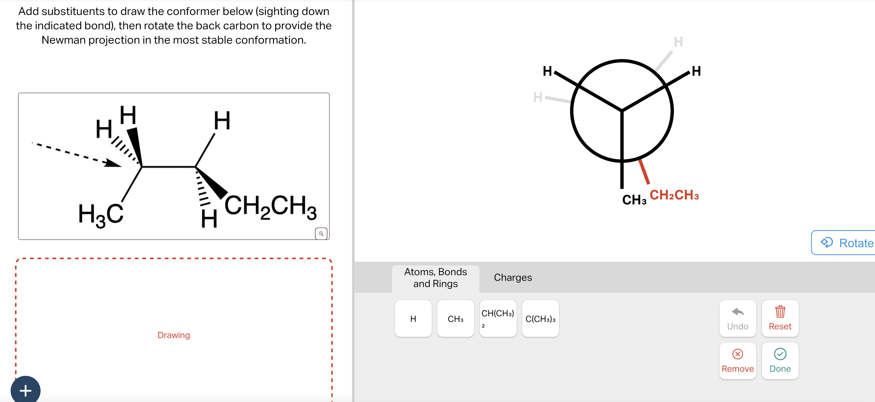 Solved Add substituents to draw the conformer below | Chegg.com
