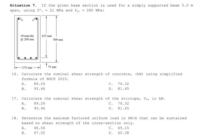 Solved Situation 7. If the given beam section is used for a | Chegg.com