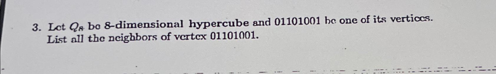 Solved Let QA ﻿bo 8 -dimensional hypercube and 01101001 ﻿be | Chegg.com