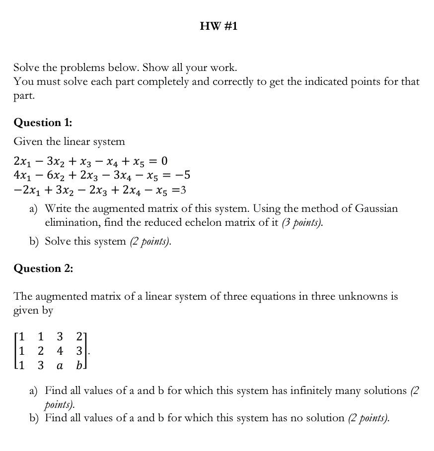 Solved HW #1Solve the problems below. Show all your work.You | Chegg.com