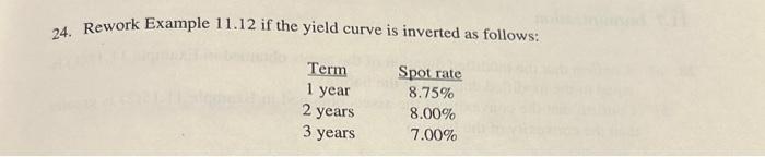 Solved 24. Rework Example 11.12 if the yield curve is | Chegg.com