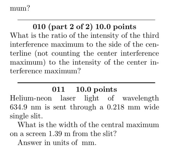 Solved 007 (part 1 of 2) 10.0 points A pair of narrow, | Chegg.com