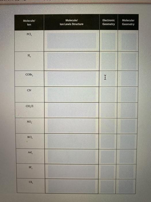 Solved Molecule! lon Molecule/ lon Lewis Structure | Chegg.com