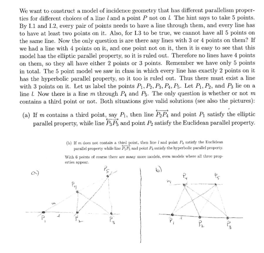 Solved 1. Construct a model of incidence geometry containing | Chegg.com