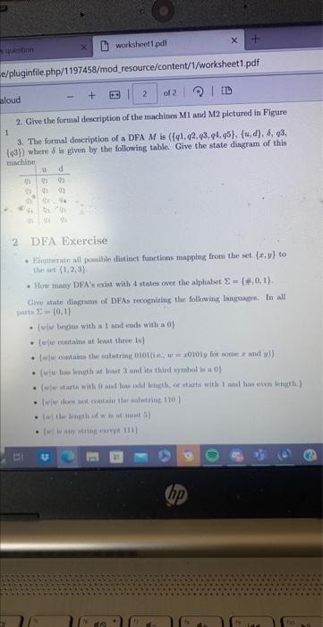 Solved 1 DFA Definition 1. Figure 1 -showi the state | Chegg.com