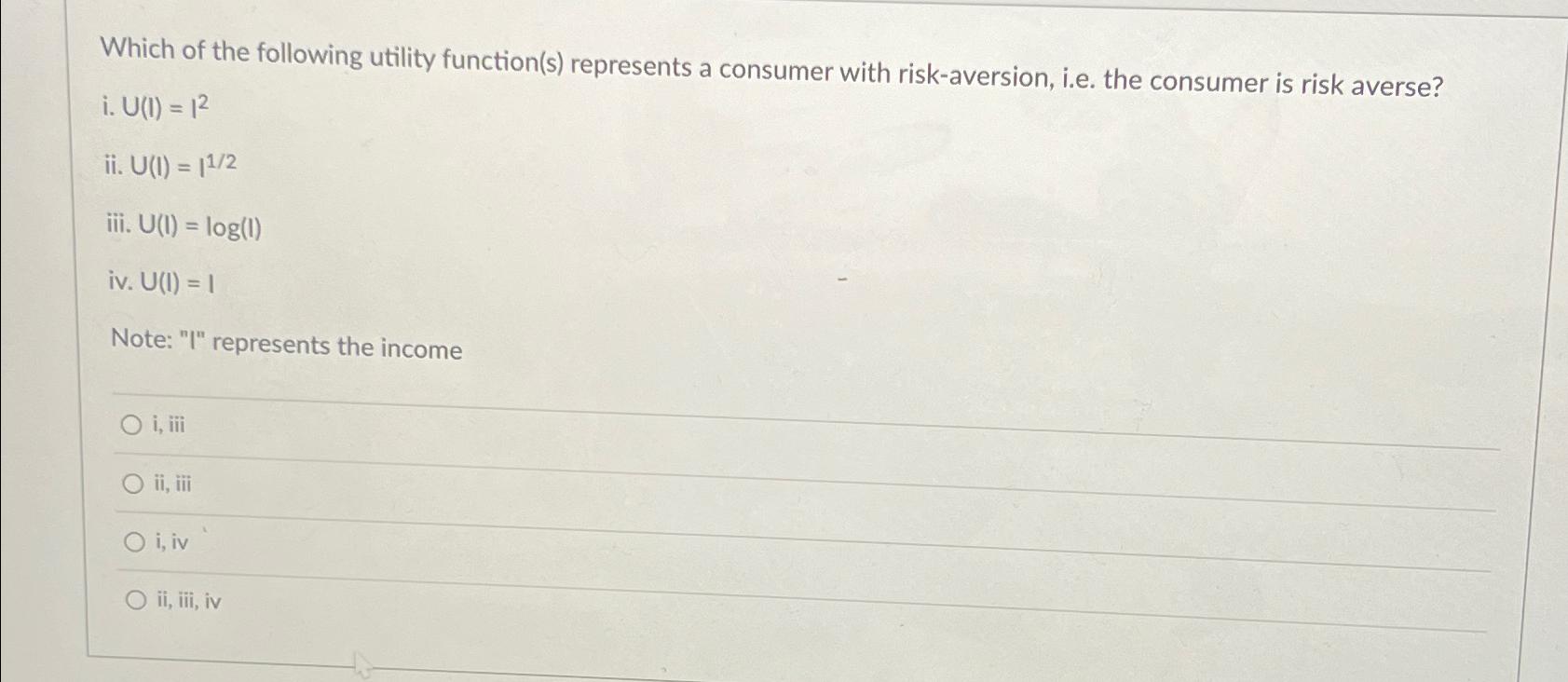 Solved Which of the following utility function(s) | Chegg.com