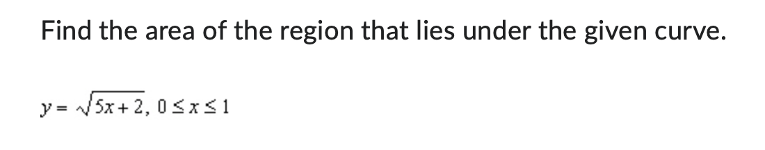 Solved Find the area of the region that lies under the given | Chegg.com