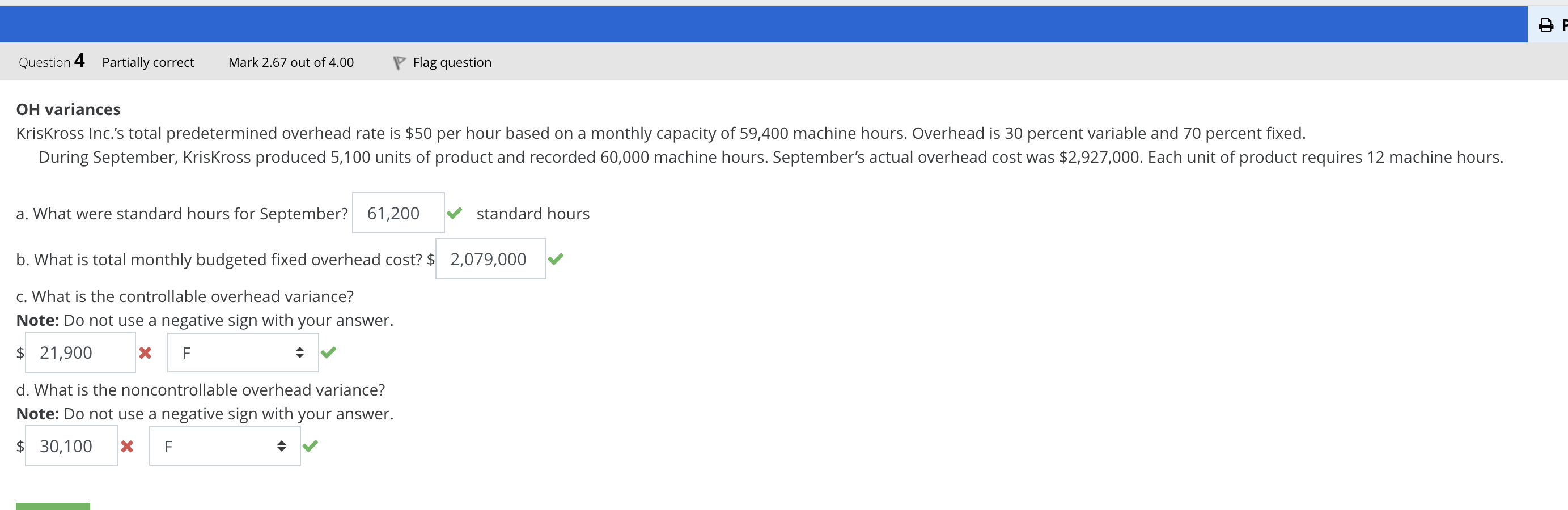 Solved OH ﻿variancesKrisKross Inc.'s total predetermined | Chegg.com