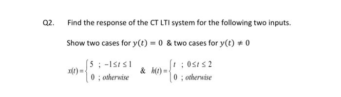 Solved Find the response of the CT LTI system for the | Chegg.com