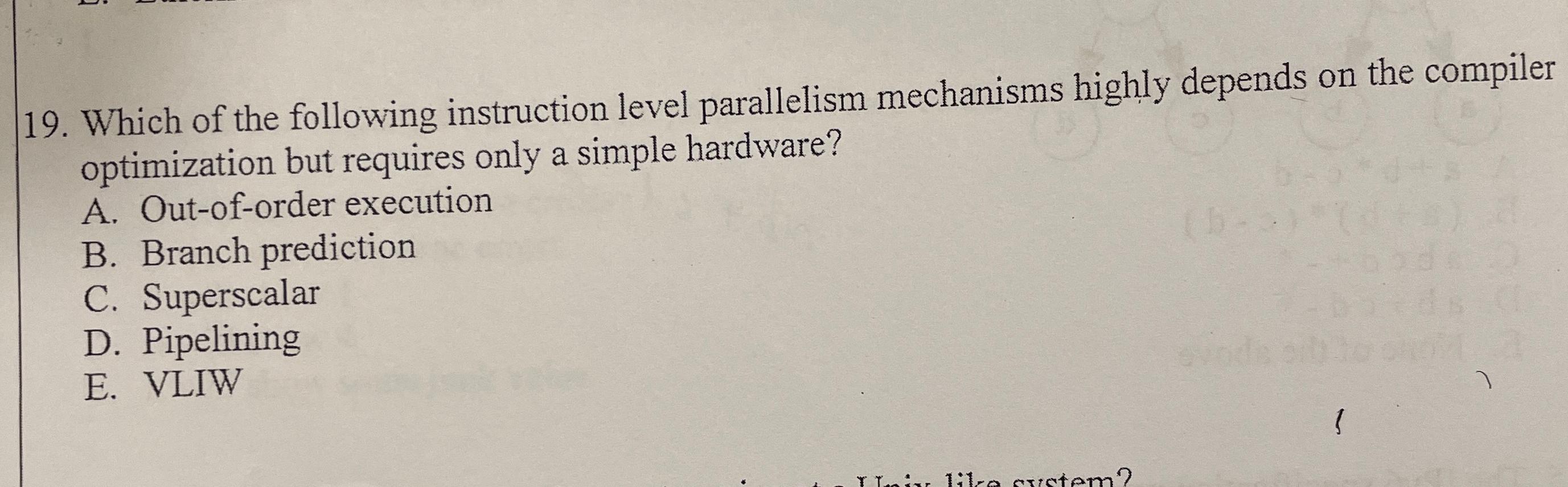 Solved Which Of The Following Instruction Level Parallelism