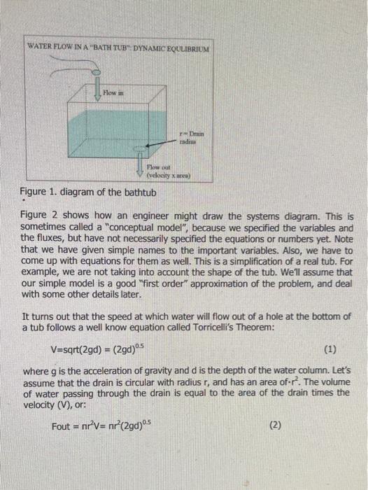Solved WATER FLOW IN A BATH TUB" DYNAMIC EQULIBRIUM How is | Chegg.com