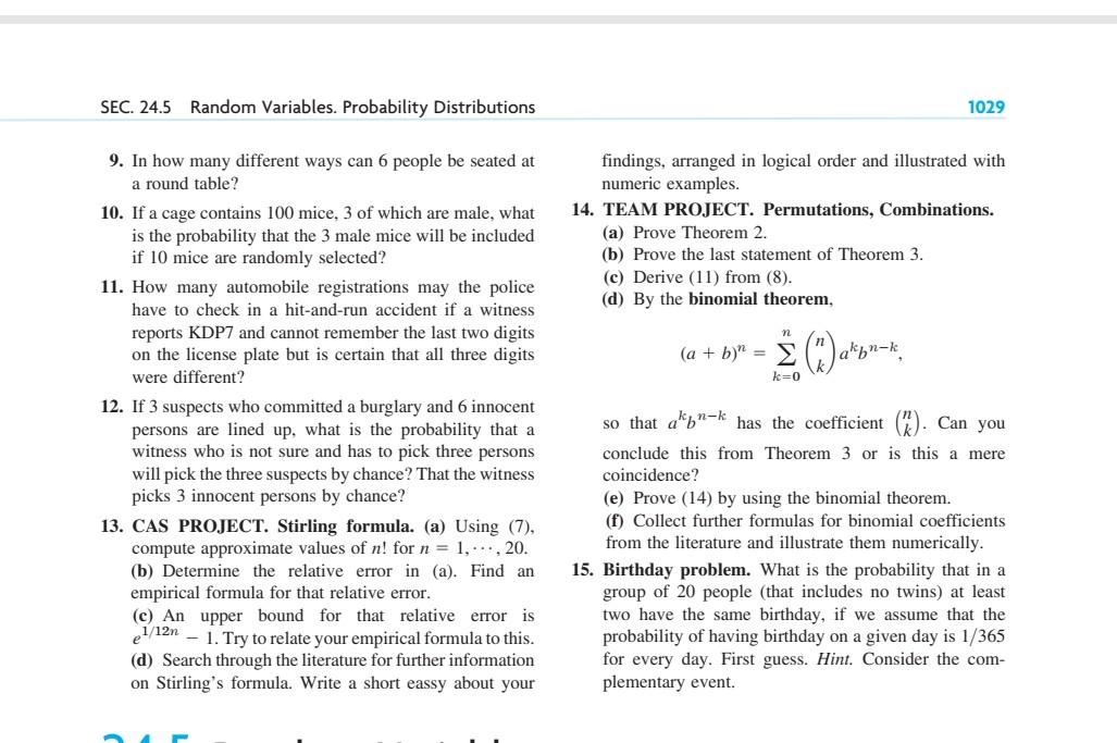 SEC. 24.5 Random Variables. Probability Distributions | Chegg.com