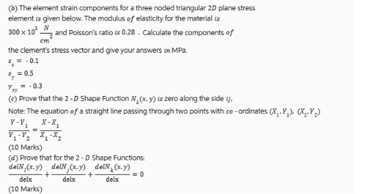 (b) ﻿The element strain components for a three noded | Chegg.com