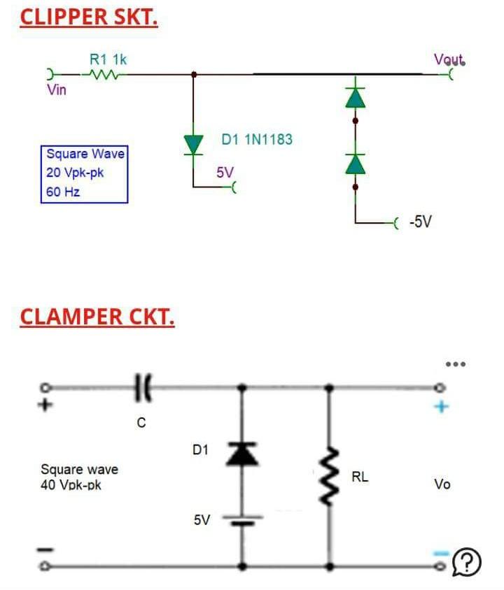 Solved CLIPPER SKT. CLAMPER CKT. Refer to the clamper ckt., | Chegg.com
