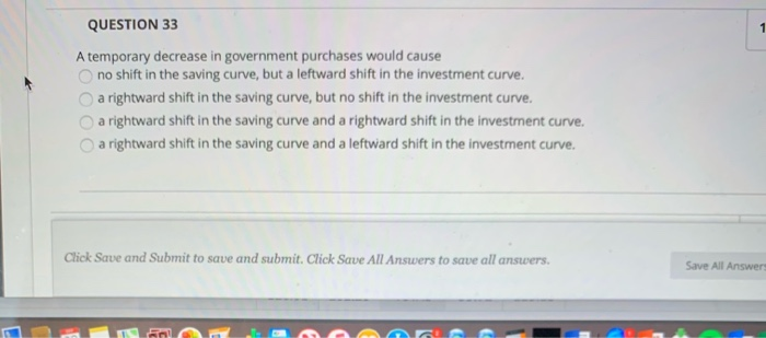 Solved 1 QUESTION 33 A temporary decrease in government | Chegg.com