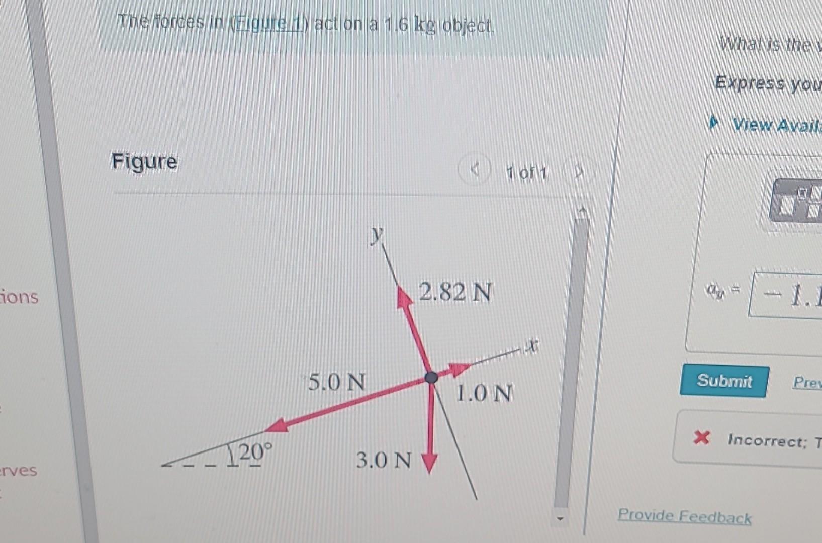 Solved The forces in (Figure 1) act on a 1.6 kg object. | Chegg.com