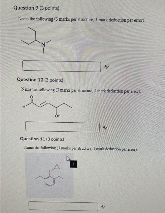 Solved Name the following ( 3 marks per structure, 1 mark | Chegg.com