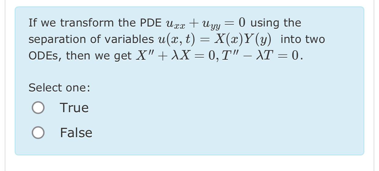 Solved If we transform the PDE u×+uyy=0 ﻿using the | Chegg.com