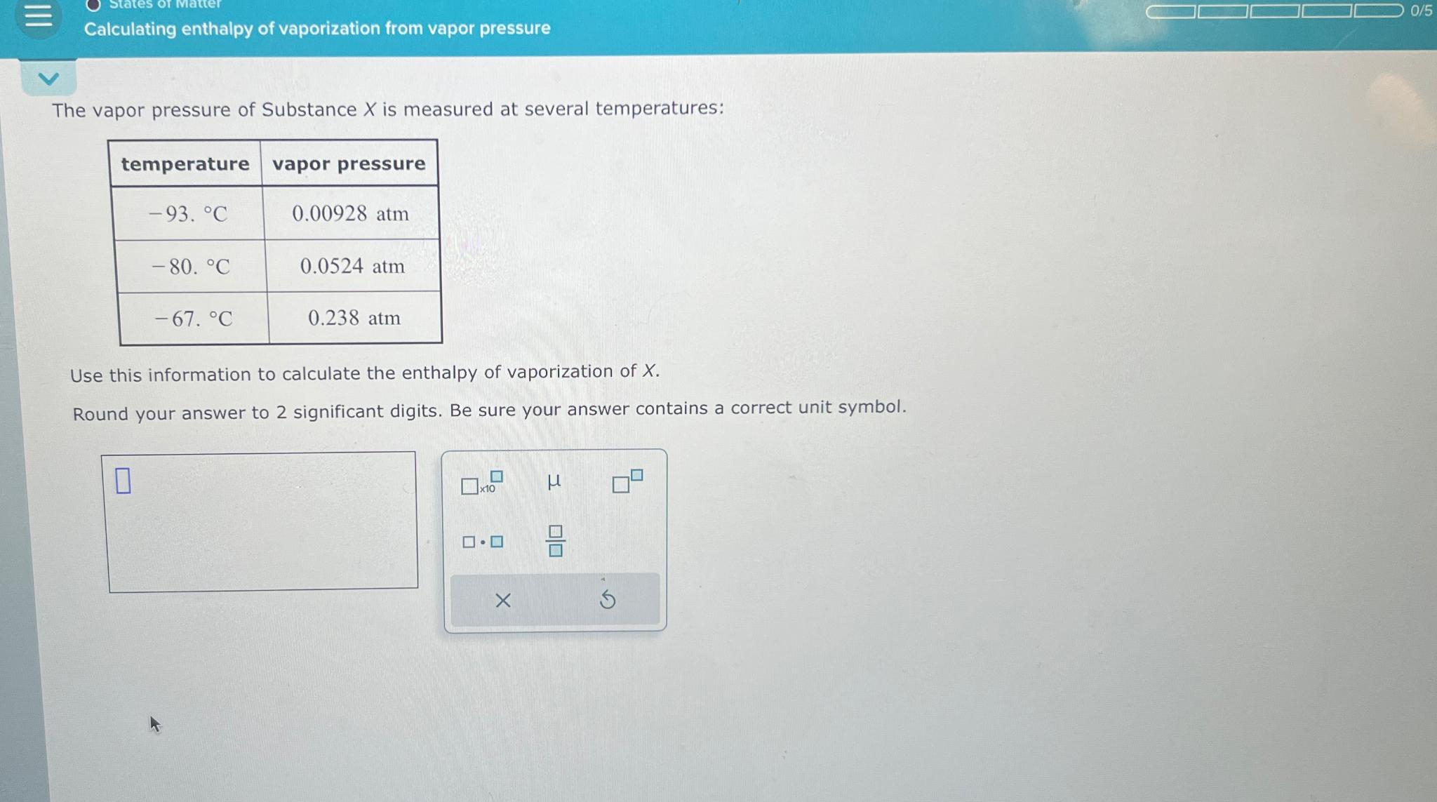 Solved Calculating enthalpy of vaporization from vapor | Chegg.com