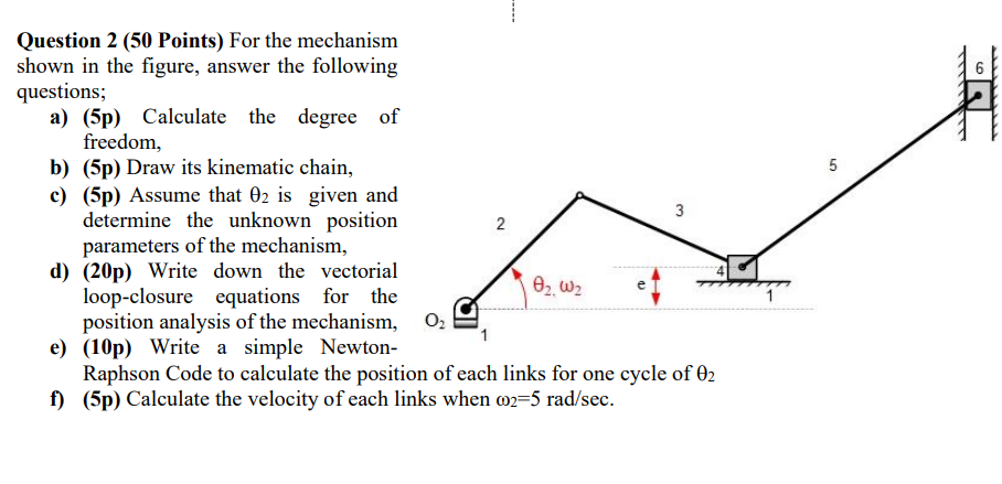 Solved by an EXPERT Question 2 (50 ﻿Points) ﻿For the mechanismshown in | Chegg.com