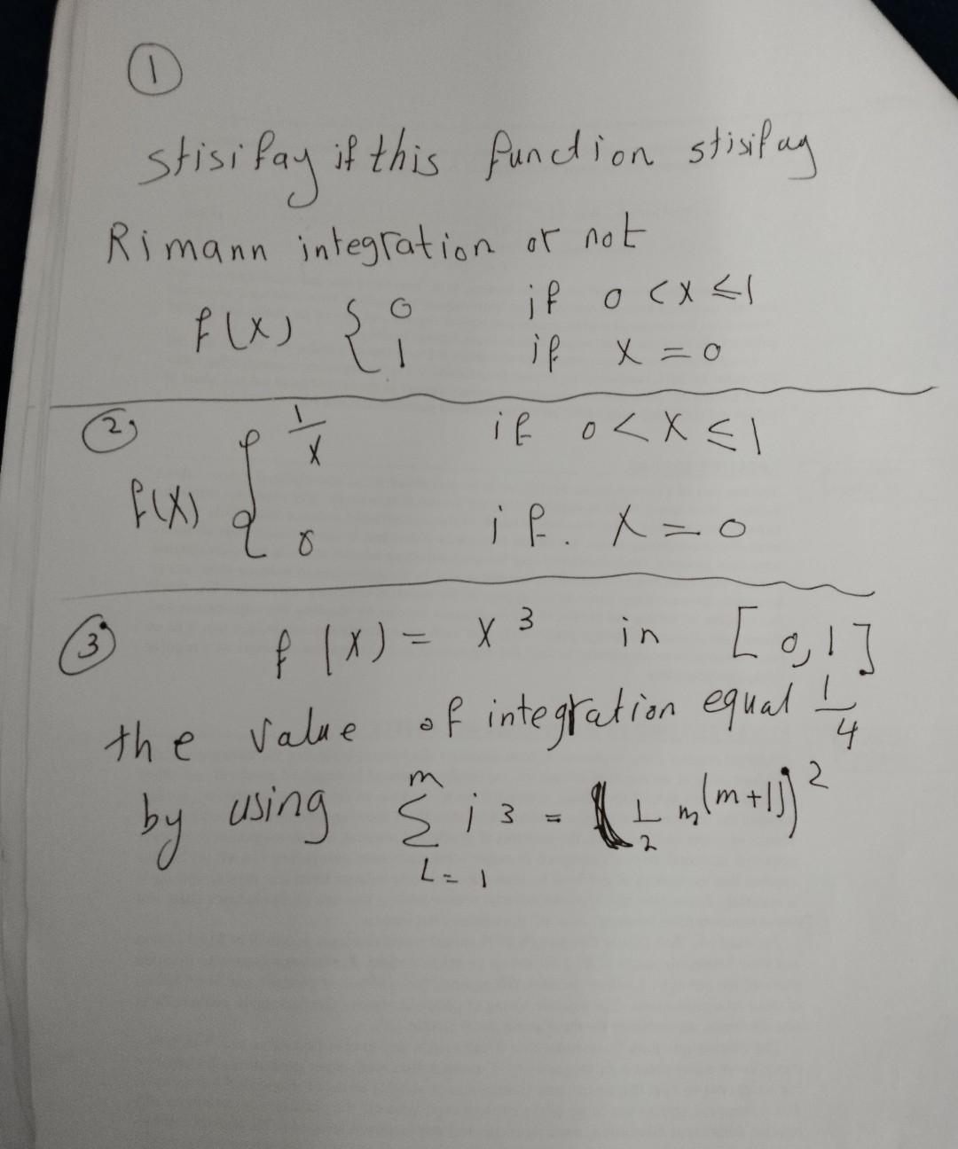 Solved (3) f(x)=x3 in [0,1] the value of integration equal | Chegg.com