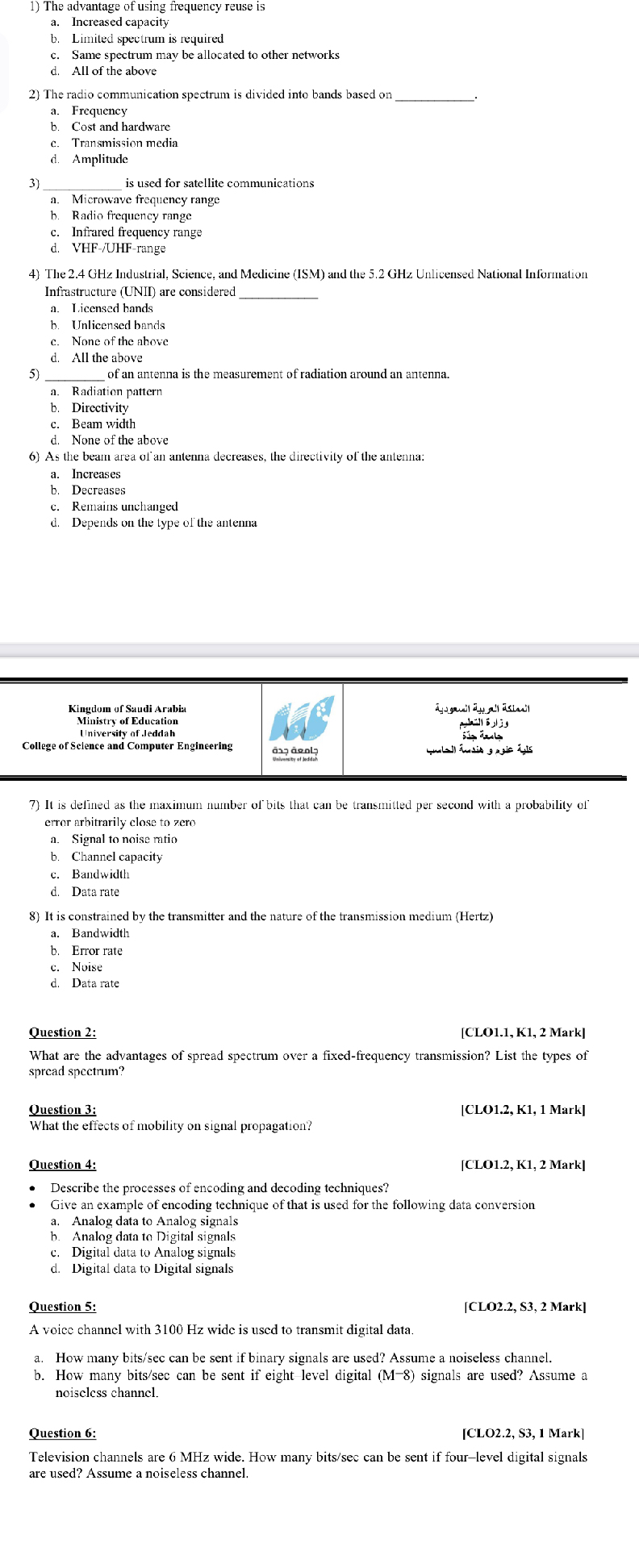 Solved The advantage of using frequency reuse isa. | Chegg.com