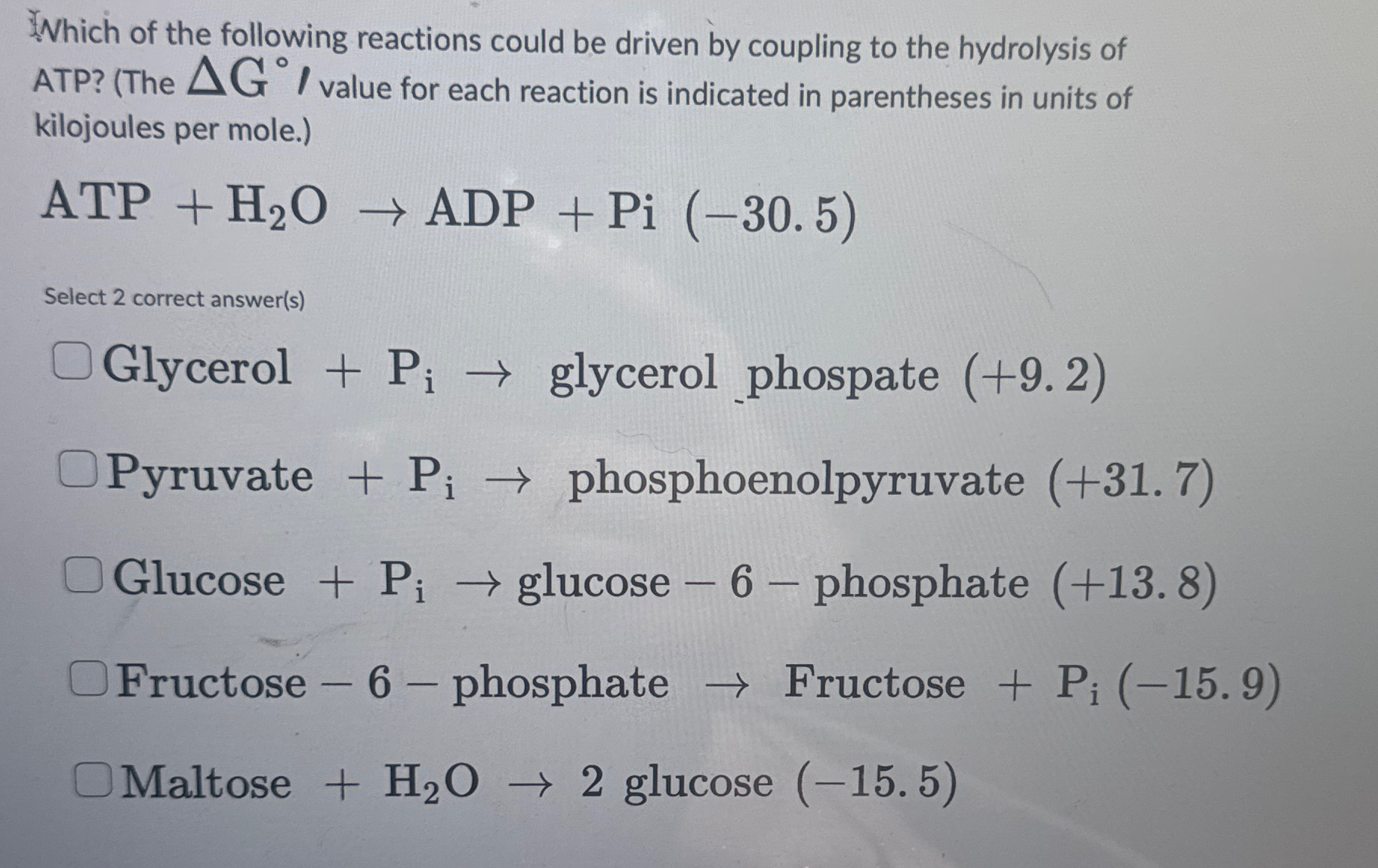 Solved Which of the following reactions could be driven by | Chegg.com