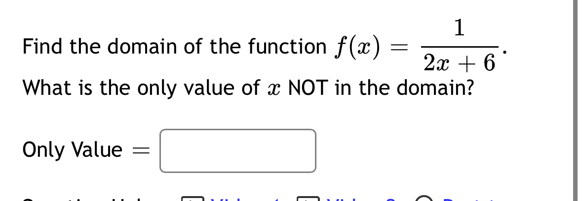 Solved Find the domain of the function f(x)=12x+6. ﻿What is | Chegg.com