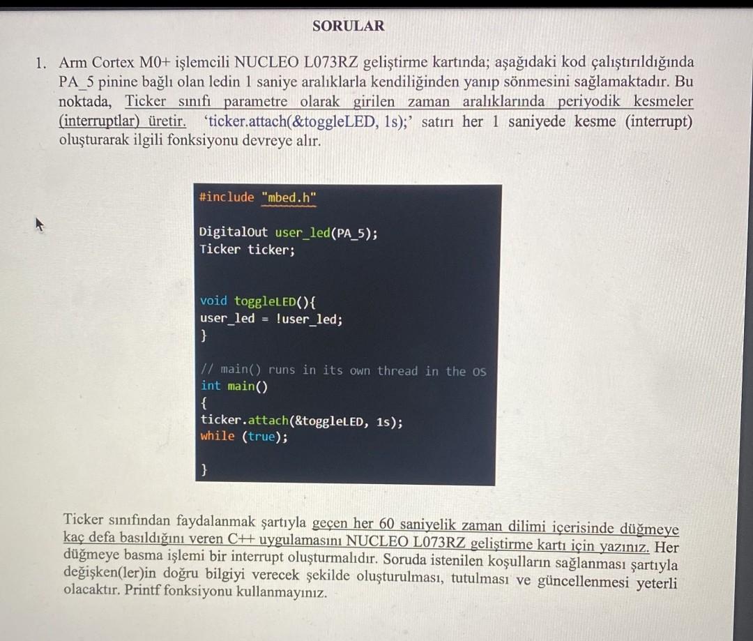 Solved 1. Arm Cortex M0+ işlemcili NUCLEO L073RZ geliştirme | Chegg.com