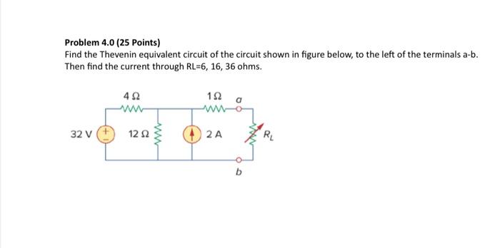 Solved Problem 4.0 (25 Points) Find the Thevenin equivalent | Chegg.com