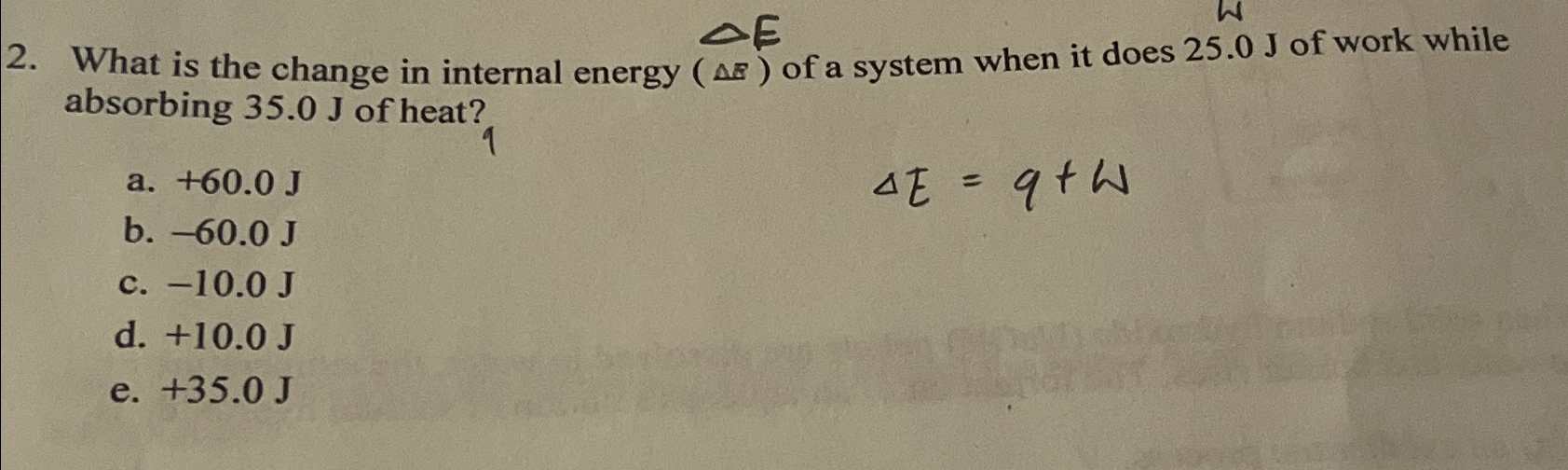 Solved What is the change in internal energy (ΔE) ﻿of a | Chegg.com