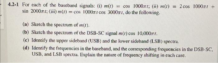 Solved 2-1 For each of the baseband signals: (i) | Chegg.com