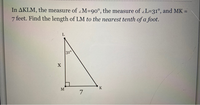 Solved In AKLM, the measure of _M=90°, the measure of | Chegg.com