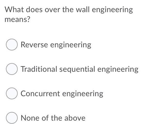 Solved What does over the wall engineering means? O Reverse | Chegg.com