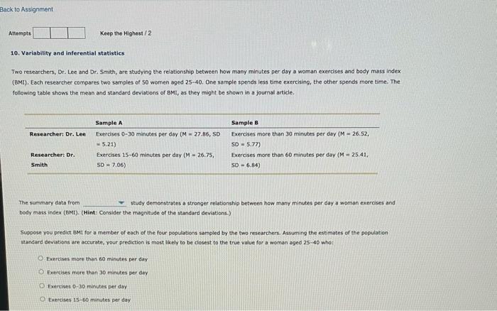 Solved Back to Assignment Attempts Keep the Highest/2 10. | Chegg.com