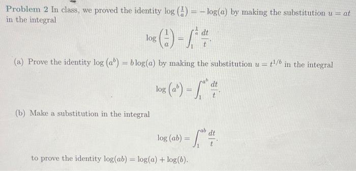 Solved Problem 2 In class, we proved the identity | Chegg.com