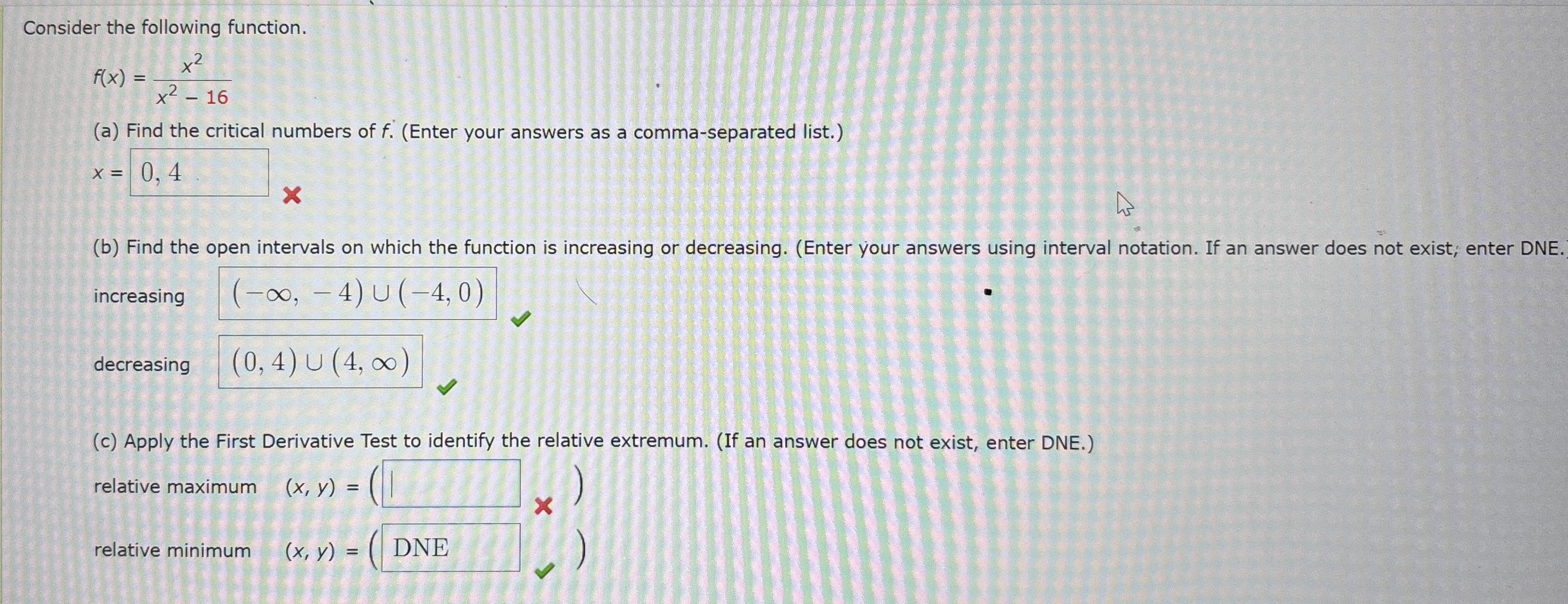 Solved Consider the following function.f(x)=x2x2-16(a) ﻿Find | Chegg.com
