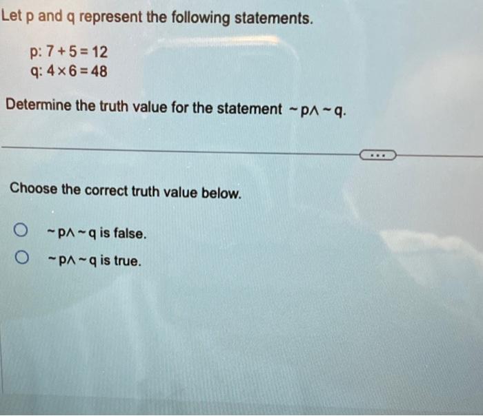 Solved Let p and q represent the following statements. p: | Chegg.com
