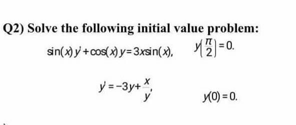 Solved Q2) Solve the following initial value problem: | Chegg.com