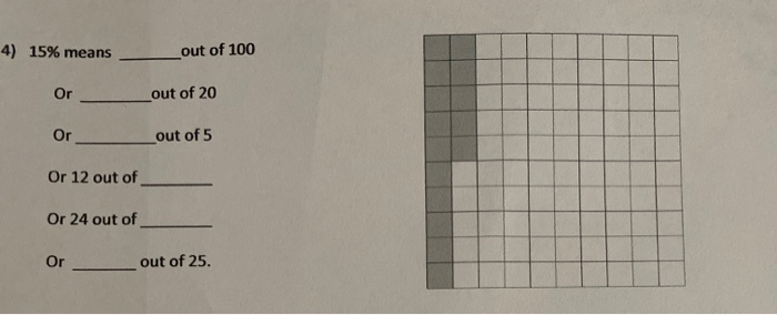Solved 4) 15% means out of 100 Or out of 20 Or out of 5 Or | Chegg.com