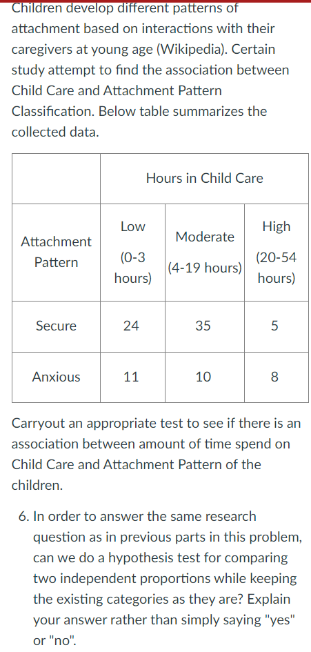 Solved Children develop different patterns of attachment | Chegg.com