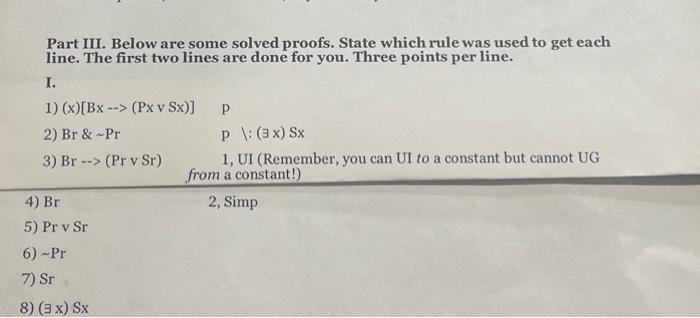 Solved Below are some solved proofs. State which rule was | Chegg.com