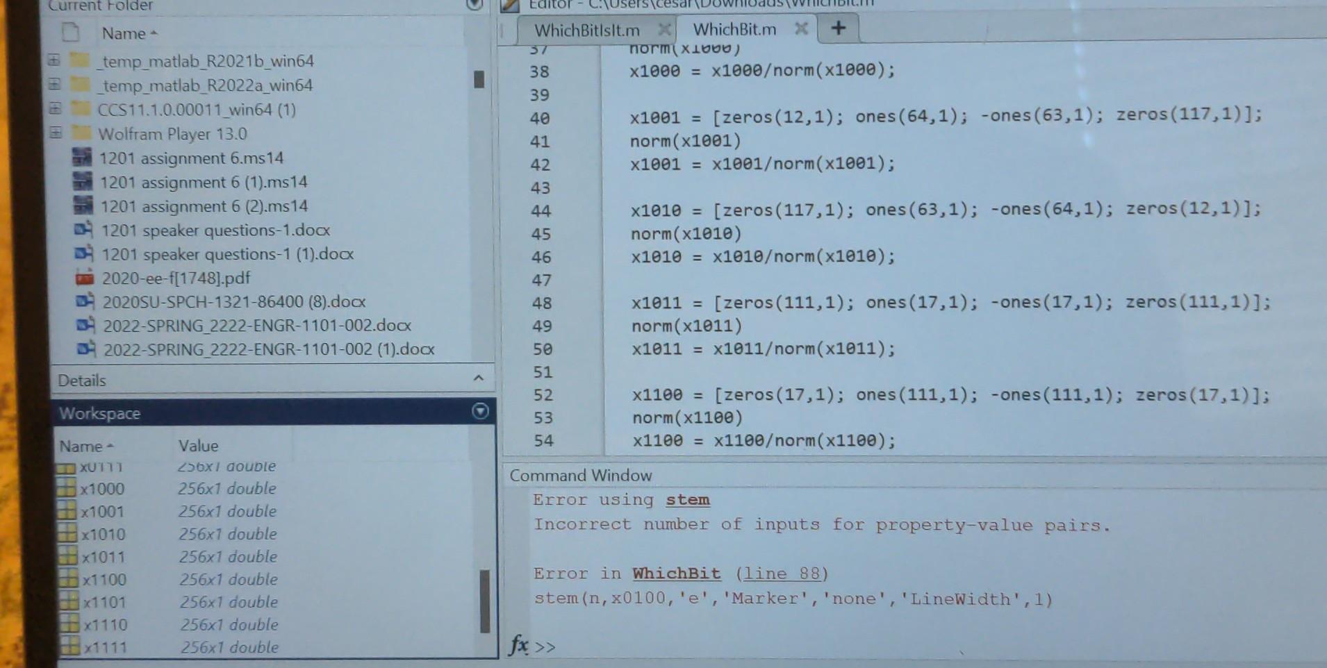 Solved MATLAB R2022a - academic use => ra SIHAN 1987 H & | Chegg.com