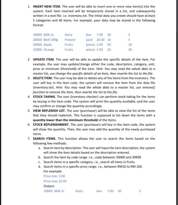 Solved GROCERY STORE INVENTORY SYSTEM Scenario: You are | Chegg.com
