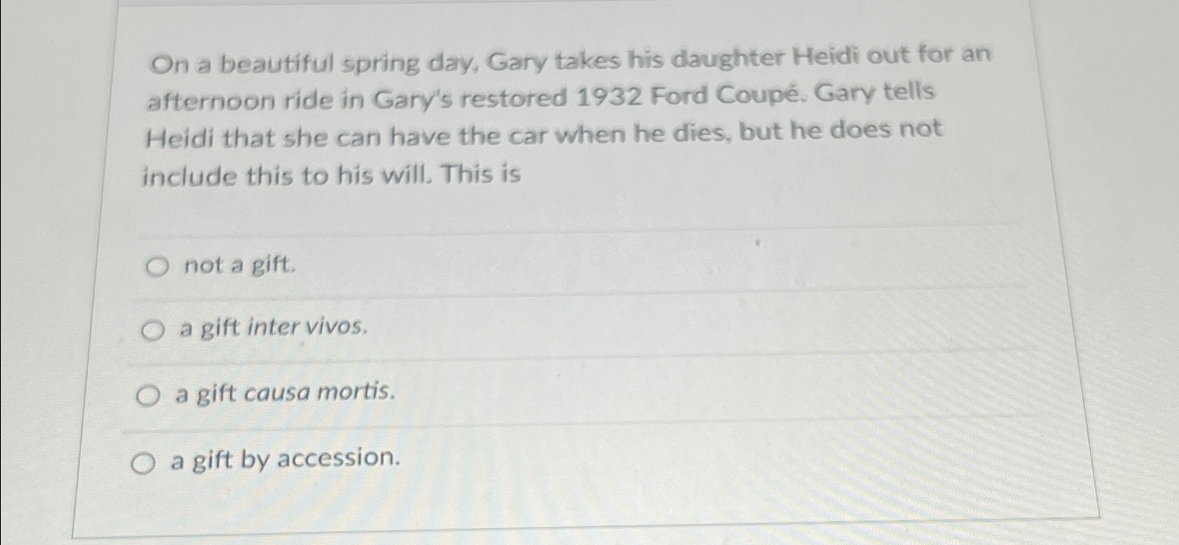 Solved On a beautiful spring day, Gary takes his daughter | Chegg.com