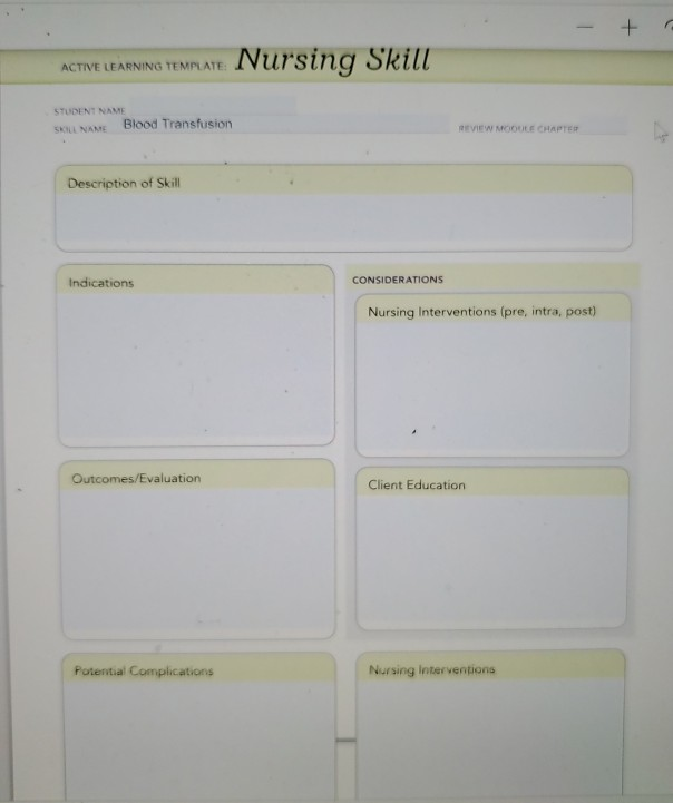 Solved - + ACTIVE LEARNING TEMPLATE: Nursing Skill STUDENT | Chegg.com