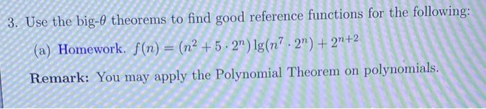 Solved Use the big- θ theorems to find good reference | Chegg.com
