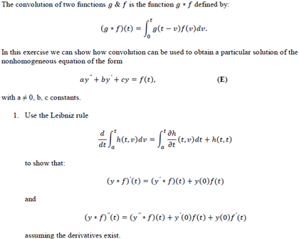 Solved The convolution of two functions g & f is the | Chegg.com