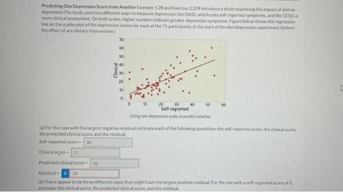 Solved Predicting One Depression Score from Another Example | Chegg.com